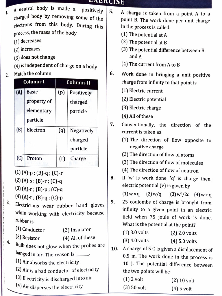 Electric Current and Effect Advance Questions | PDF | Electric Charge | Electric Current