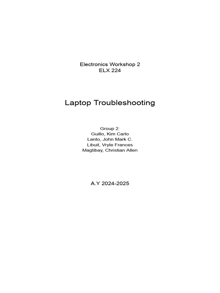 Group 2 - Laptop Troubleshooting | PDF | Laptop | Computer Data Storage