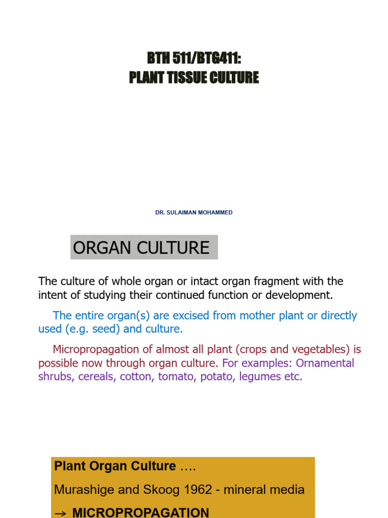 Organ Culture in Plant Tissue Studies | PDF | Seed | Embryo