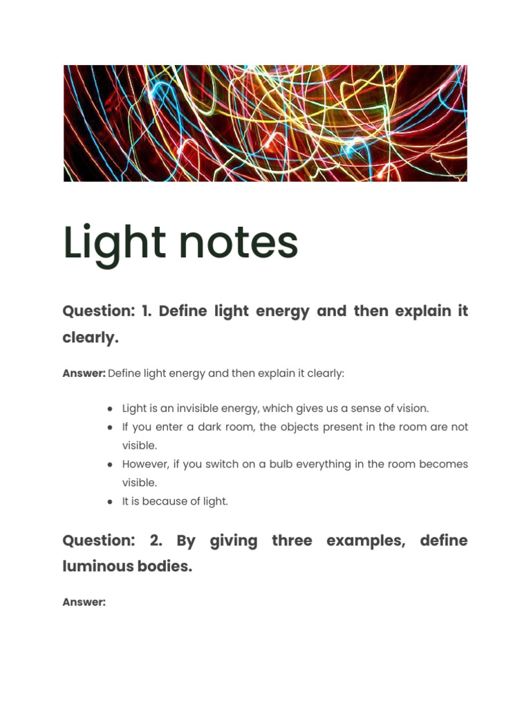 Light Energy and Its Properties in ICSE | PDF | Light | Flashlight