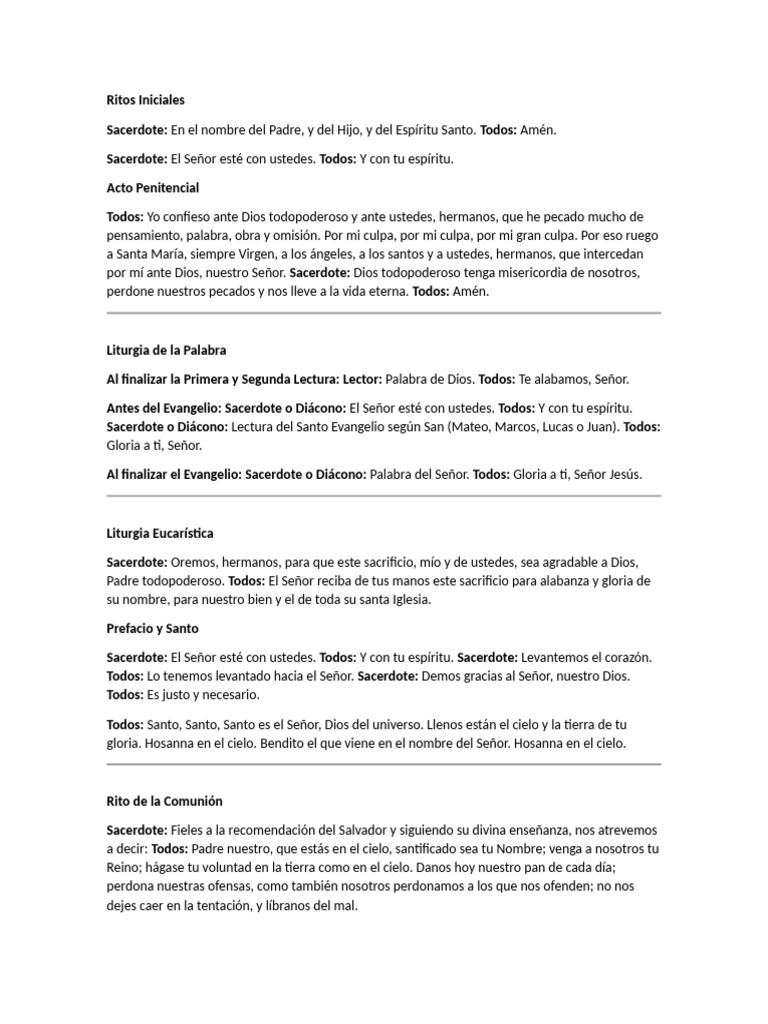 Ritos Iniciales de la Misa | PDF | Contenido del Nuevo Testamento ...