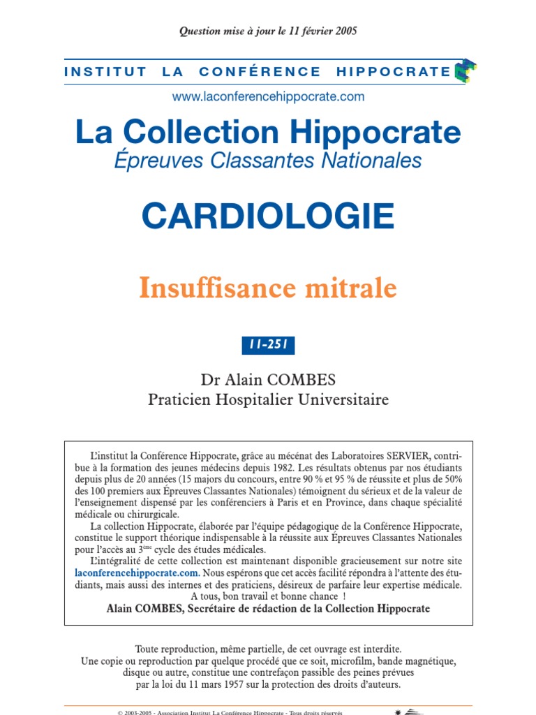 Insuffisance Mitrale | PDF | Système cardio-vasculaire | Maladies ...