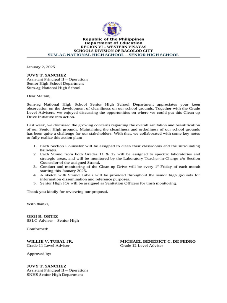 Clean-Up Drive Proposal for SNHS | PDF