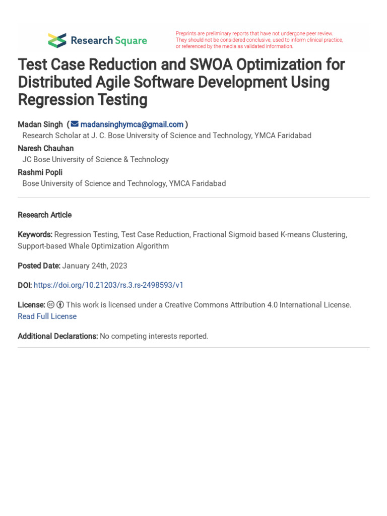 Test Case Reduction in Agile Regression Testing | PDF | Cluster ...