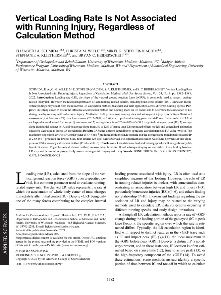 Vertical Loading Rate Is Not Associated With Running Injury, Regardless ...