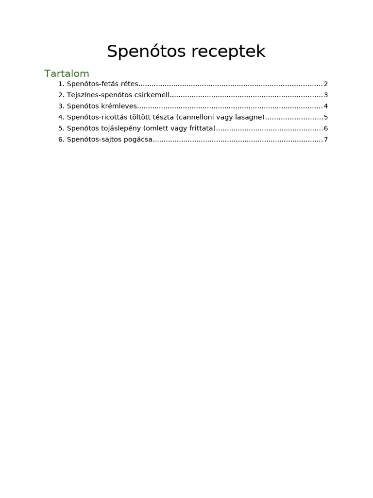 Spenótos Receptek | PDF