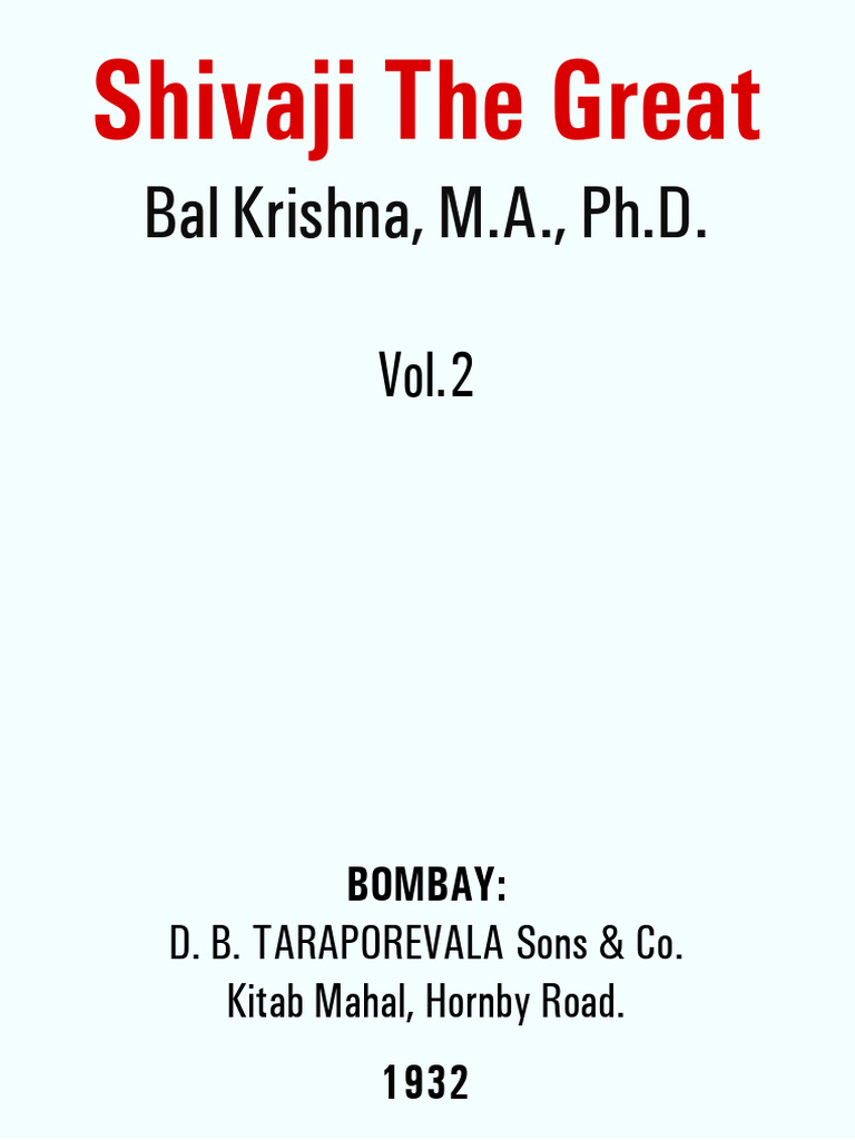 Shivaji The Great 2 (Dr. Balkrishna) | PDF