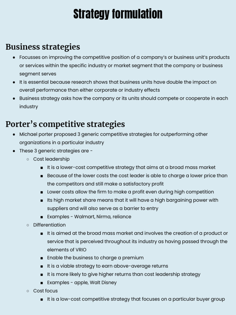 Unit 2 - strategy formulation | PDF | Strategic Management | Business