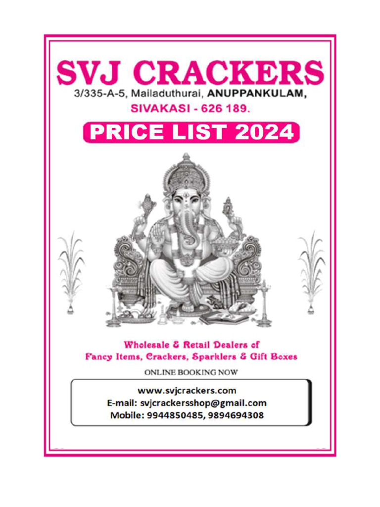 SVJ Crackers Price List 2025 | PDF