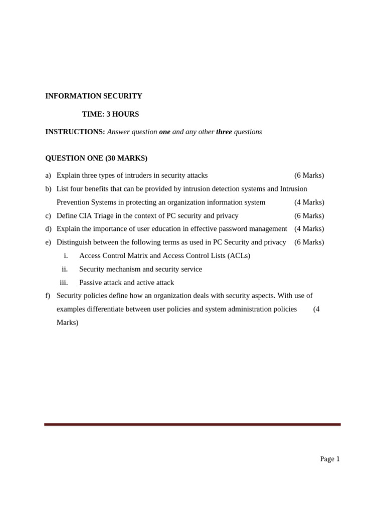 Information Security Exam | PDF | Information Security | Access Control