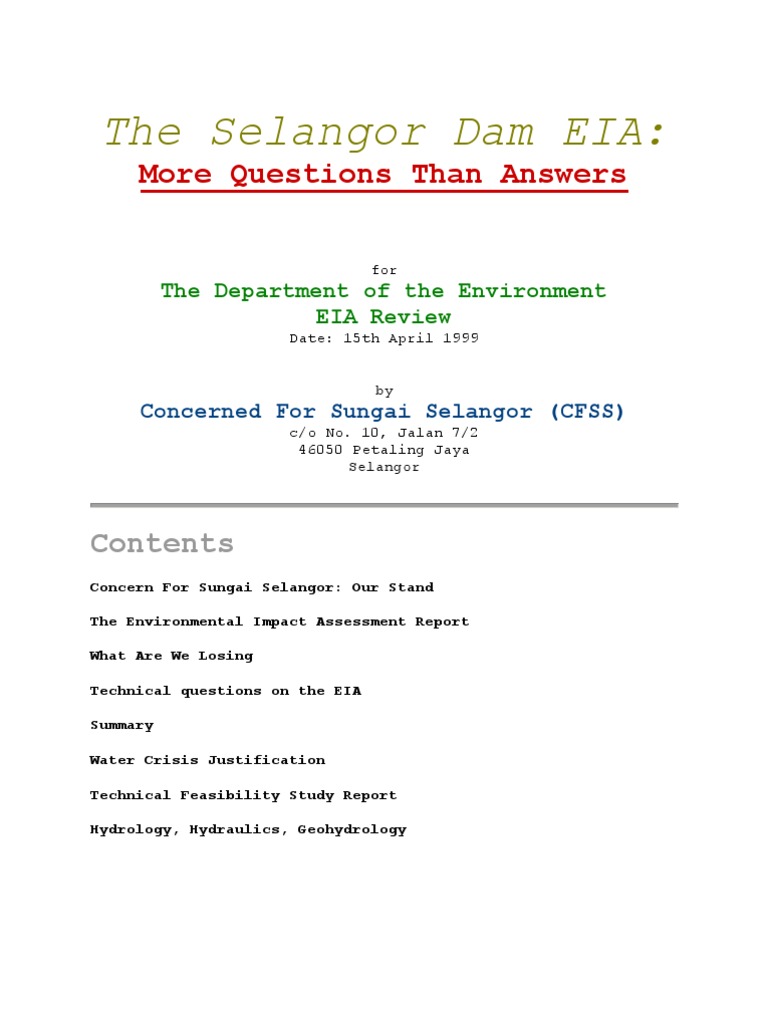Selangor Dam EIA Concerns and Alternatives | PDF | Water Resources | Dam