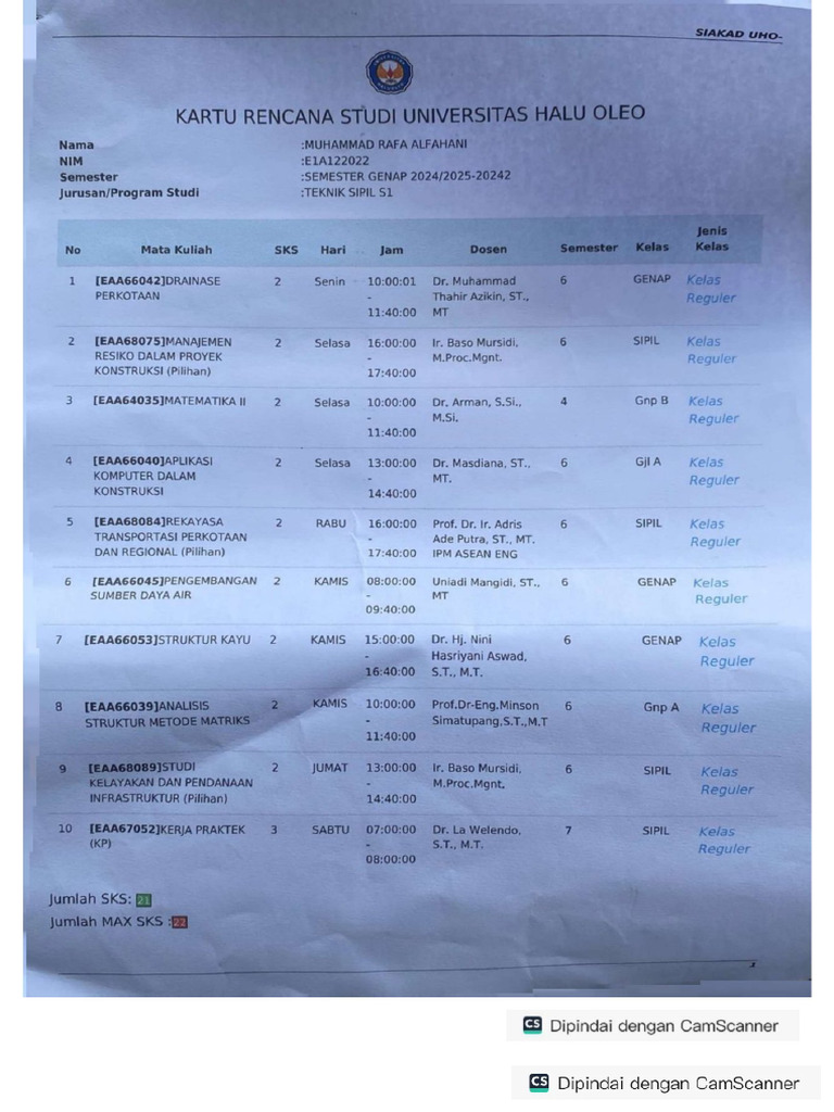 Krs Semester 6_dosen Pa Dr. La Welendo, St., Mt-1 | PDF