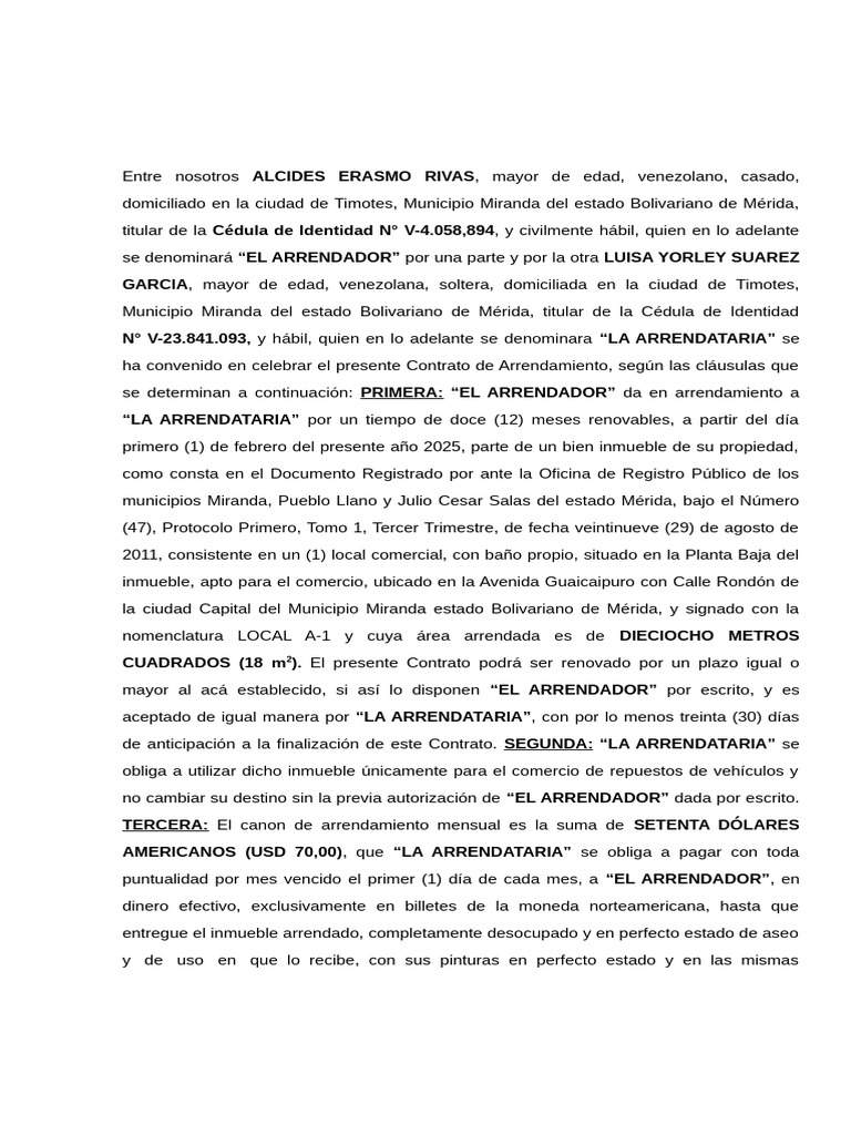 ALCIDES ERASMO RIVAS | PDF | Dólar de los Estados Unidos