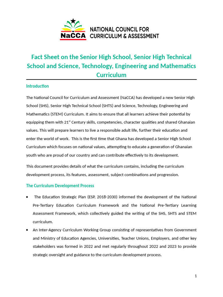 Fact Sheet On The Secondary Education Curriculum - 26!03!24 | PDF ...