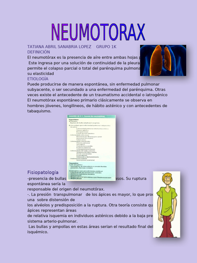 Neumotórax: Definición y Complicaciones | PDF | Enfermedades y ...