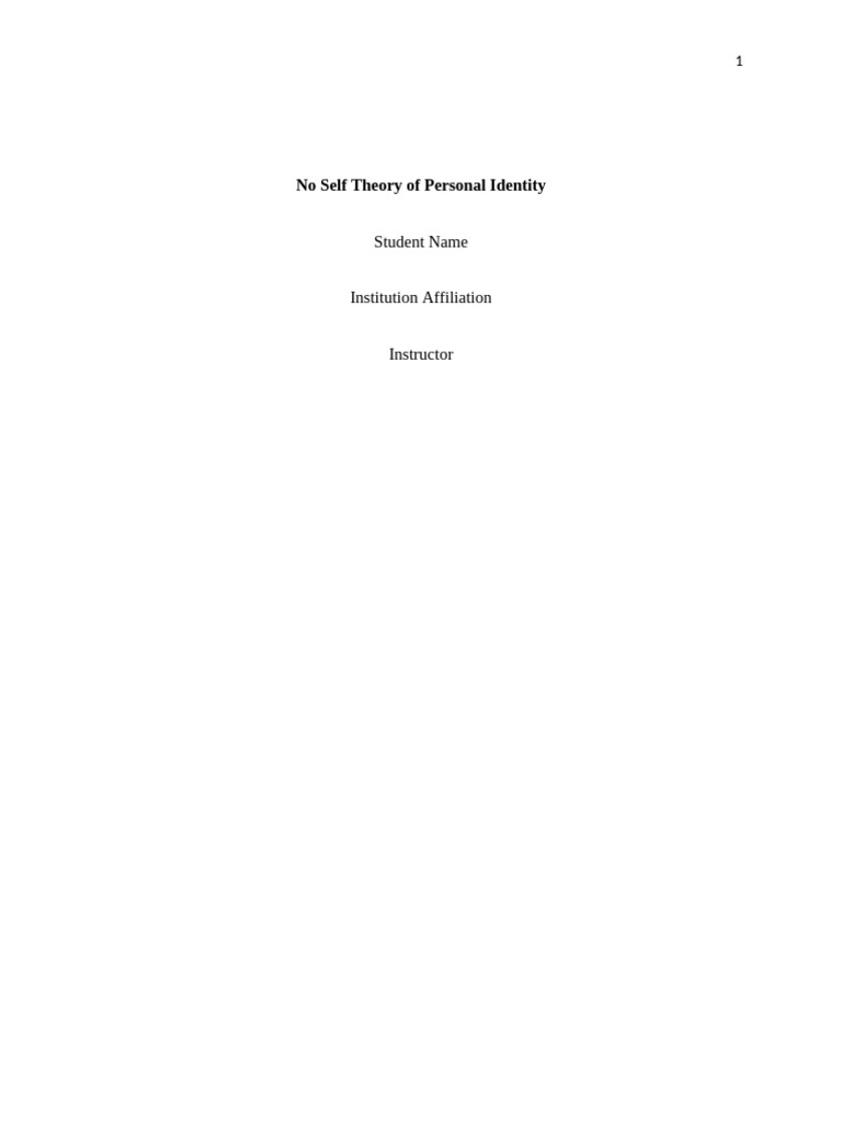 No-Self Theory of Personal Identity | PDF