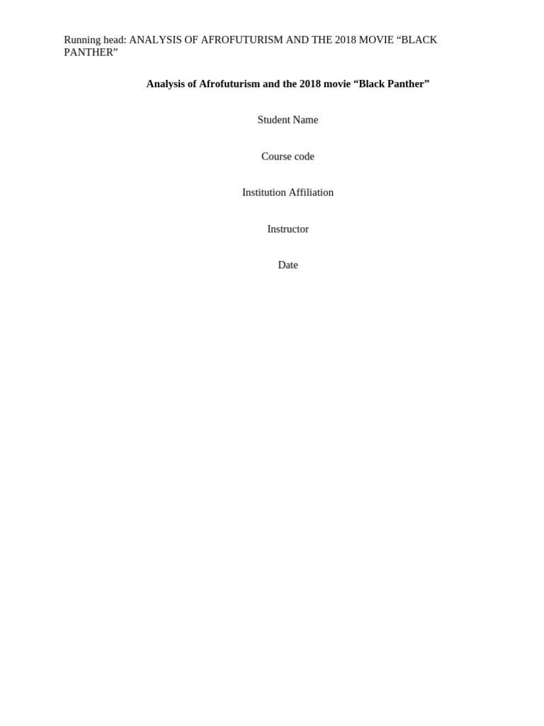 Afrofuturism in Black Panther Analysis | PDF