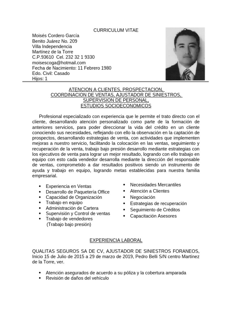 CV Moises Cordero Garcia | PDF | Business | Economias
