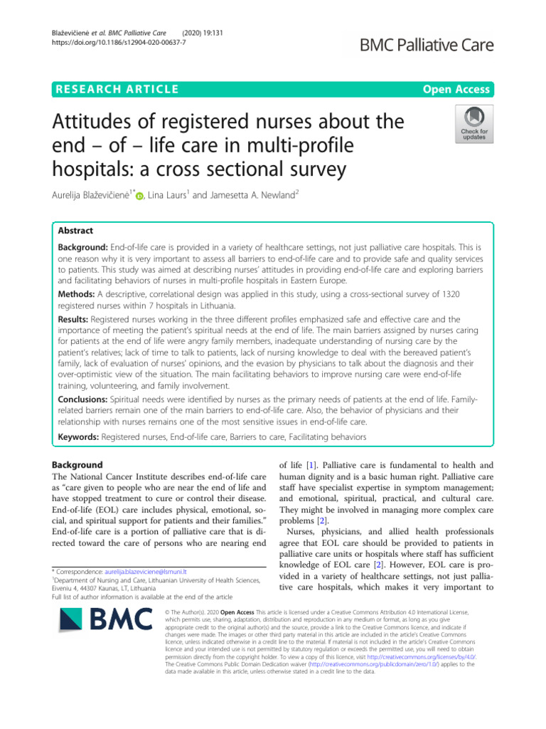 attitude nurses, end of life | PDF | End Of Life Care | Palliative Care