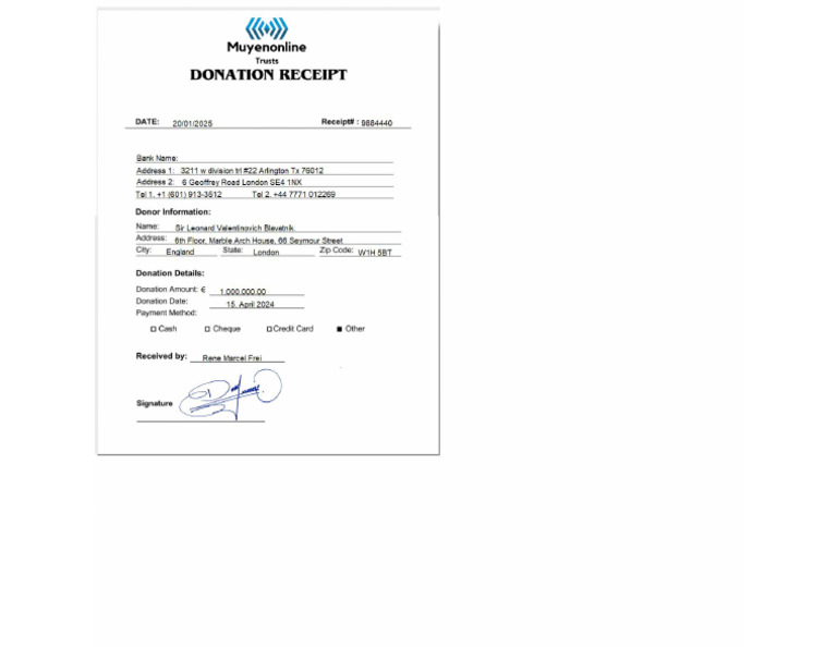 Bank Confirmation Letter (Rene Marcel Frei) | PDF