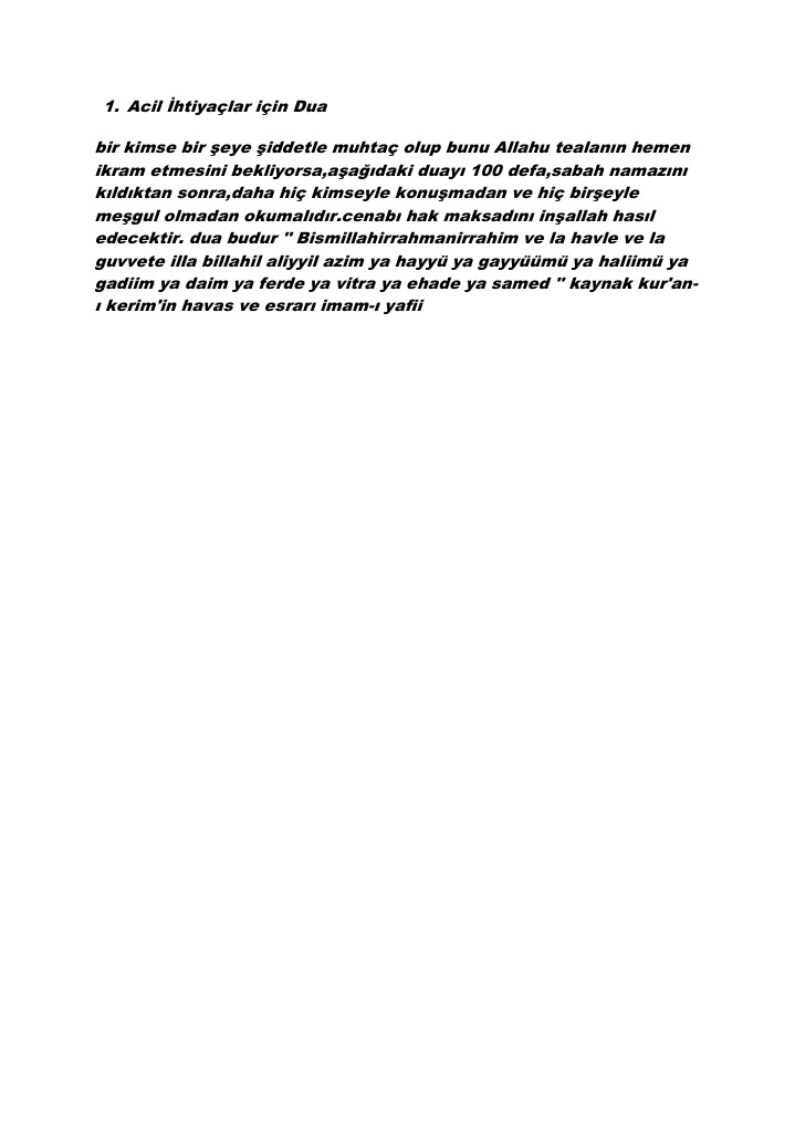 Acil İhtiyaçlar Için Dua | PDF