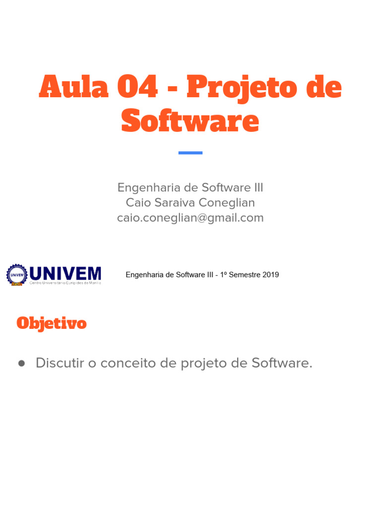 Projeto de Software na Engenharia | PDF | Engenharia de Software ...