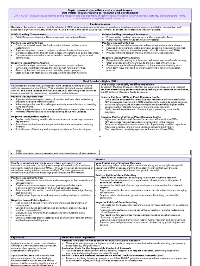HSC AGRICULTURE Farming For 21st Century Notes | PDF | Genetic ...