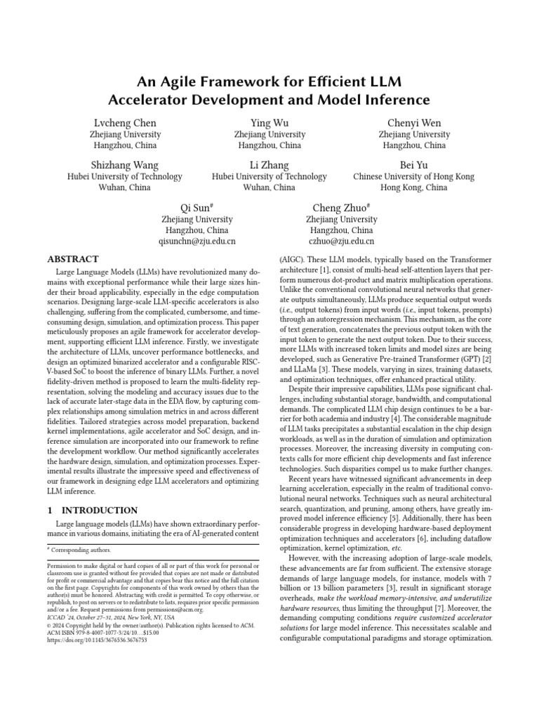 Chen Et Al. - An Agile Framework For Efficient LLM Accelerator Development and Model Inference ...