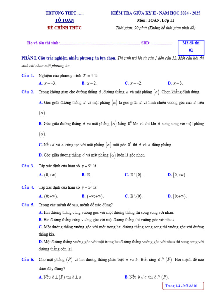 ĐỀ ÔN TẬP SỐ 11A2 | PDF