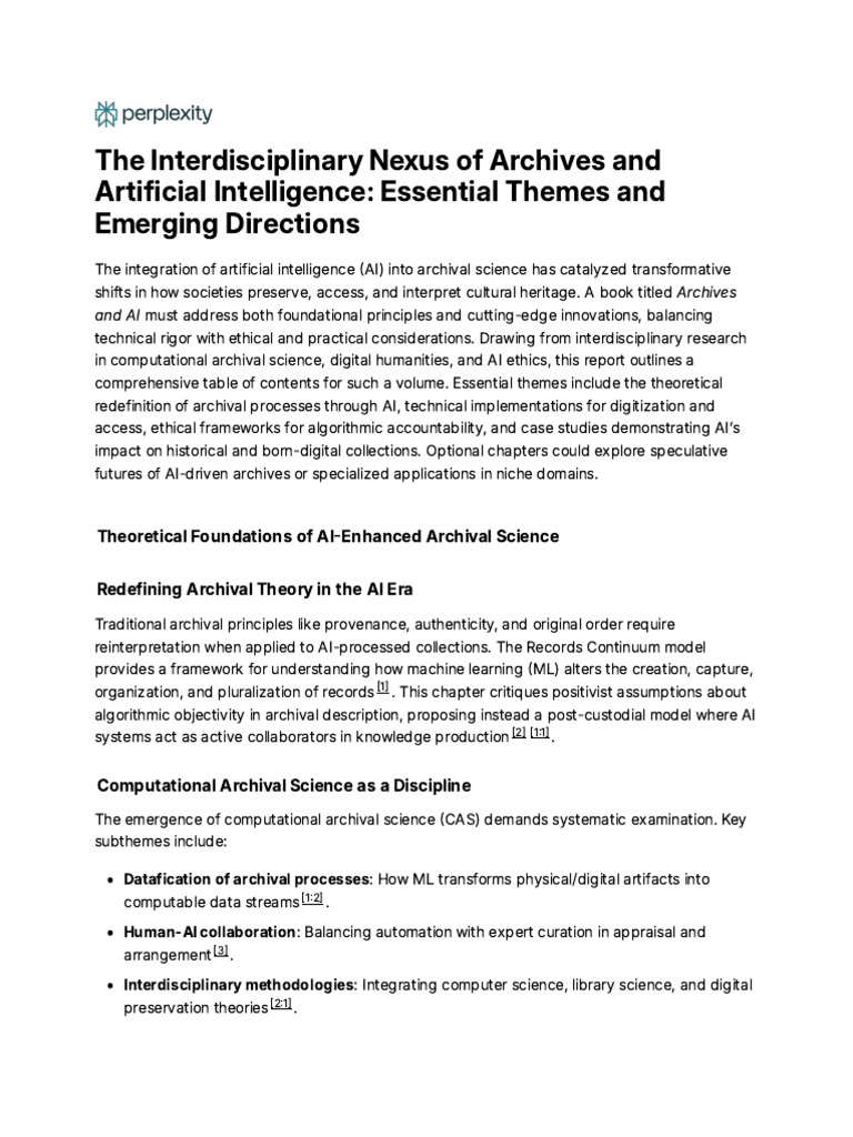 The Interdisciplinary Nexus of Archives and Artifi | PDF | Artificial Intelligence ...