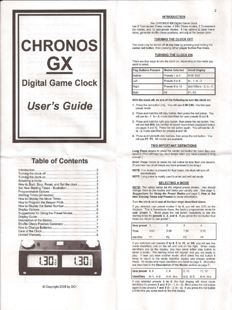 ChronosGXManual 102974987 | PDF