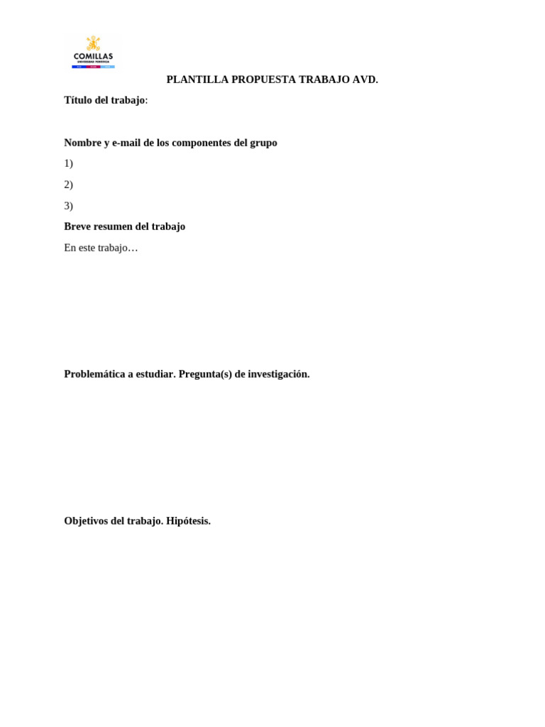 Plantilla Propuesta AVD | PDF