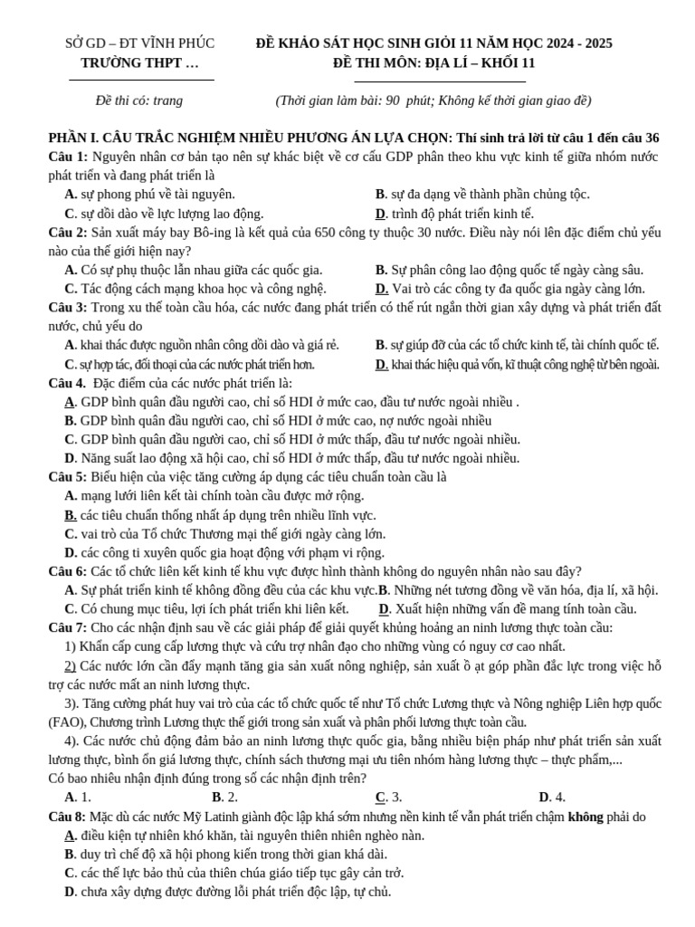 ĐỀ HSG11 - NGUYỆT - NVX | PDF