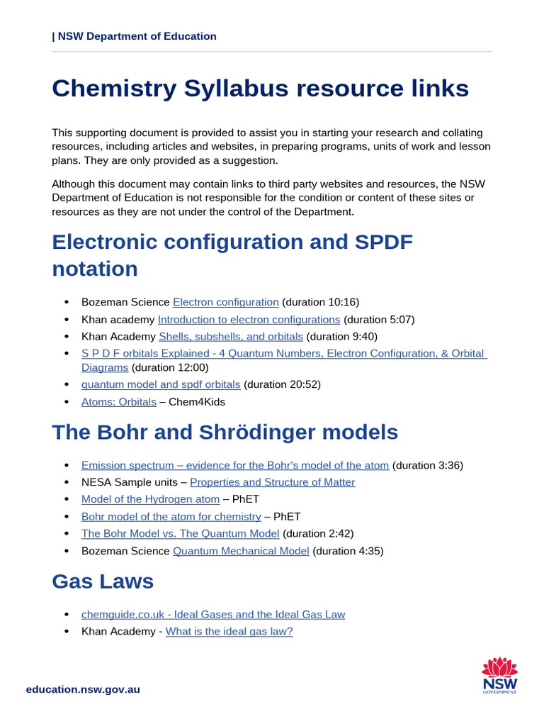 Chemistry Resource Links - s6 | PDF | Atomic Orbital | Electron ...