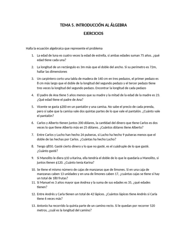 Tema 5. Introducción Al Álgebra | PDF