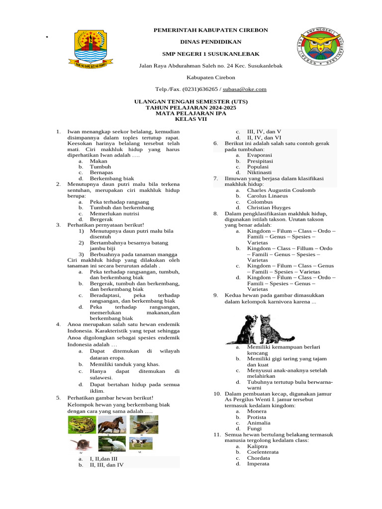 SOAL SAS KELAS 7 2023-2024 ABI (1) Ok | PDF