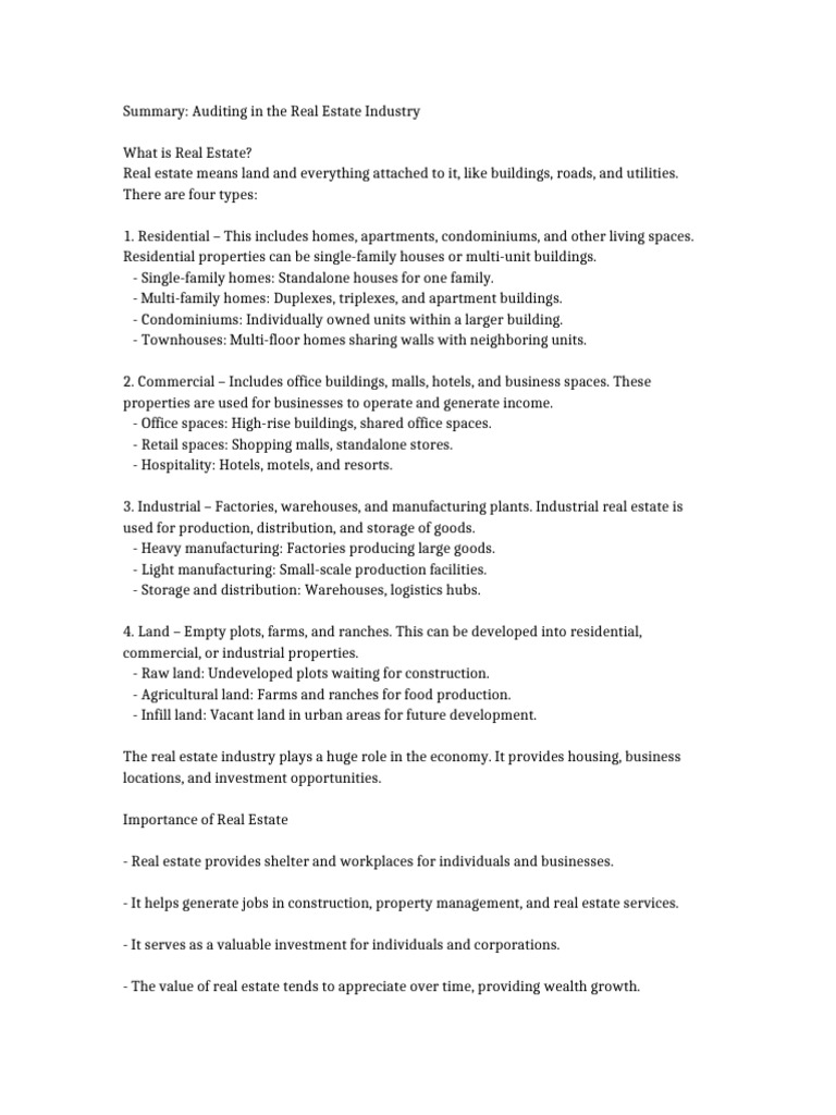Auditing Real Estate 1 | PDF