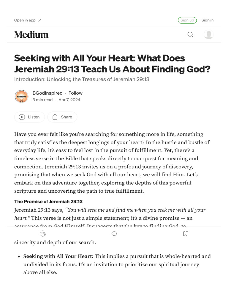 Seeking With All Your Heart: What Does Jeremiah 29:13 Teach Us About ...