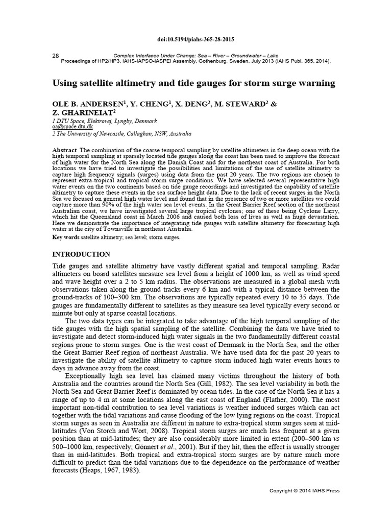 Using Satellite Altimetry and Tide Gauges For Stor | PDF | Tropical ...