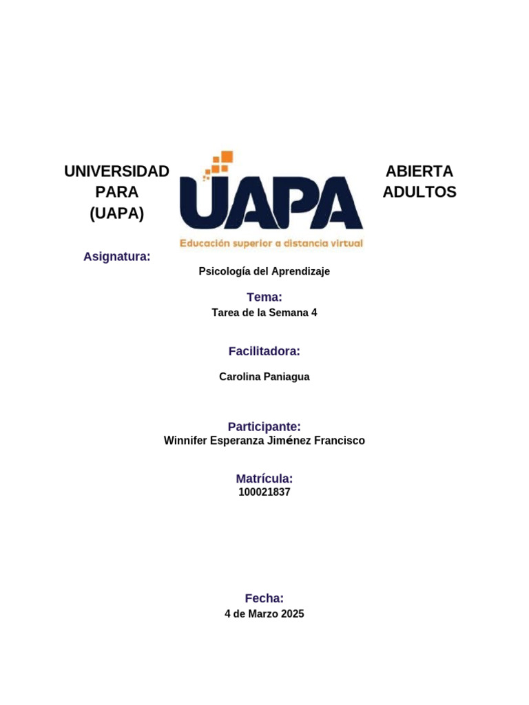 Tarea 4 Ps Icologia Del Apre Ndizaje Winny | PDF | Atención | Memoria