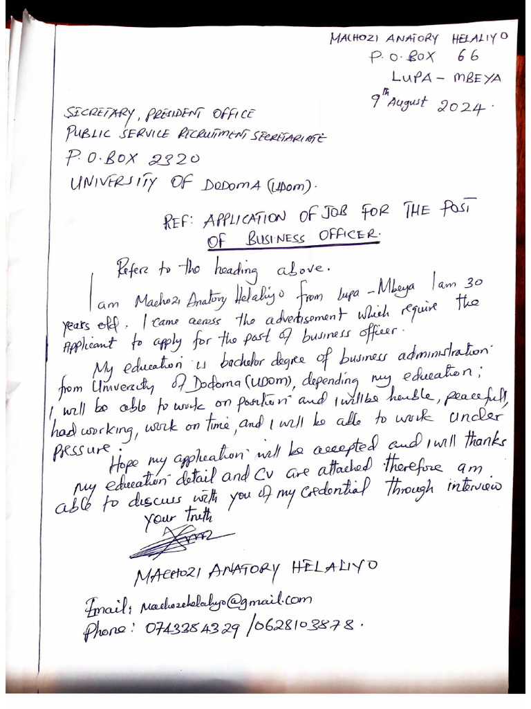 Busines Officer Letter | PDF