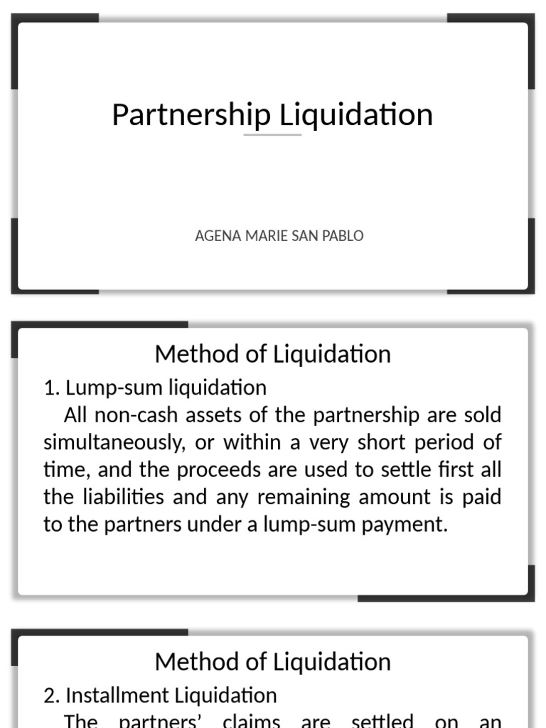 Partnership Liquidation - Installment Liquidation | PDF | Balance Sheet ...