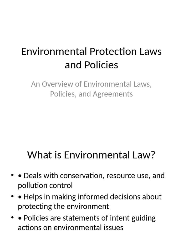 Environmental Protection Laws and Policies | PDF