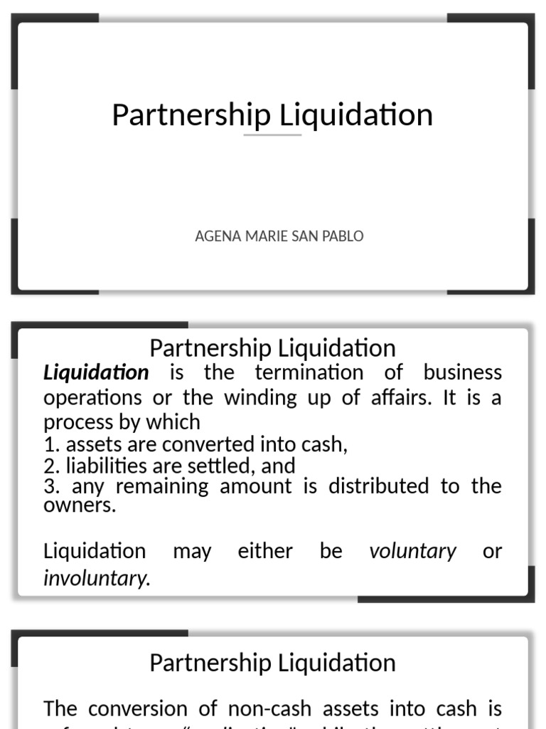 Partnership Liquidation - Lump Sum | PDF | Balance Sheet | Equity (Finance)