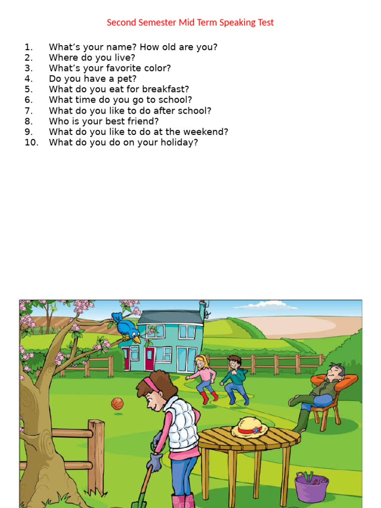 Mid Term Speaking Test Questions Pdf