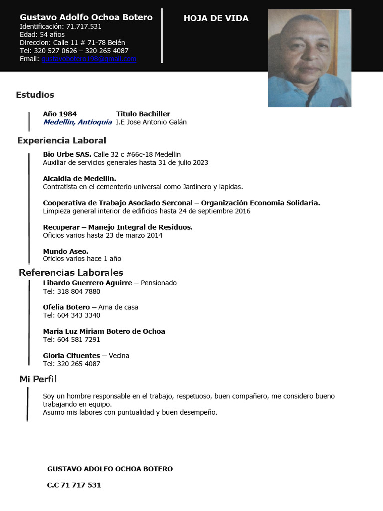 Hoja de Vida Gustavo | PDF