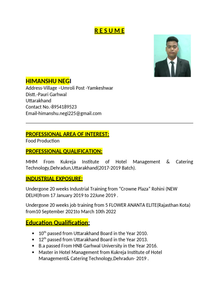 New Resume Himanshu Negi | PDF