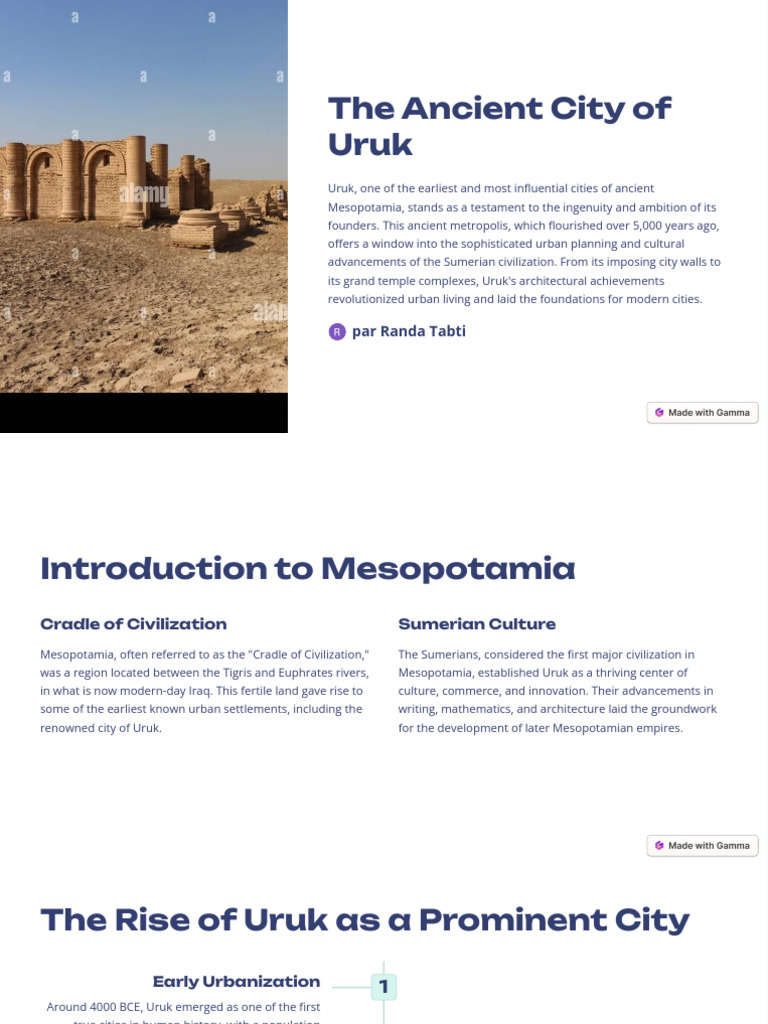 The Ancient City of Uruk | PDF | Mesopotamia | Sumer
