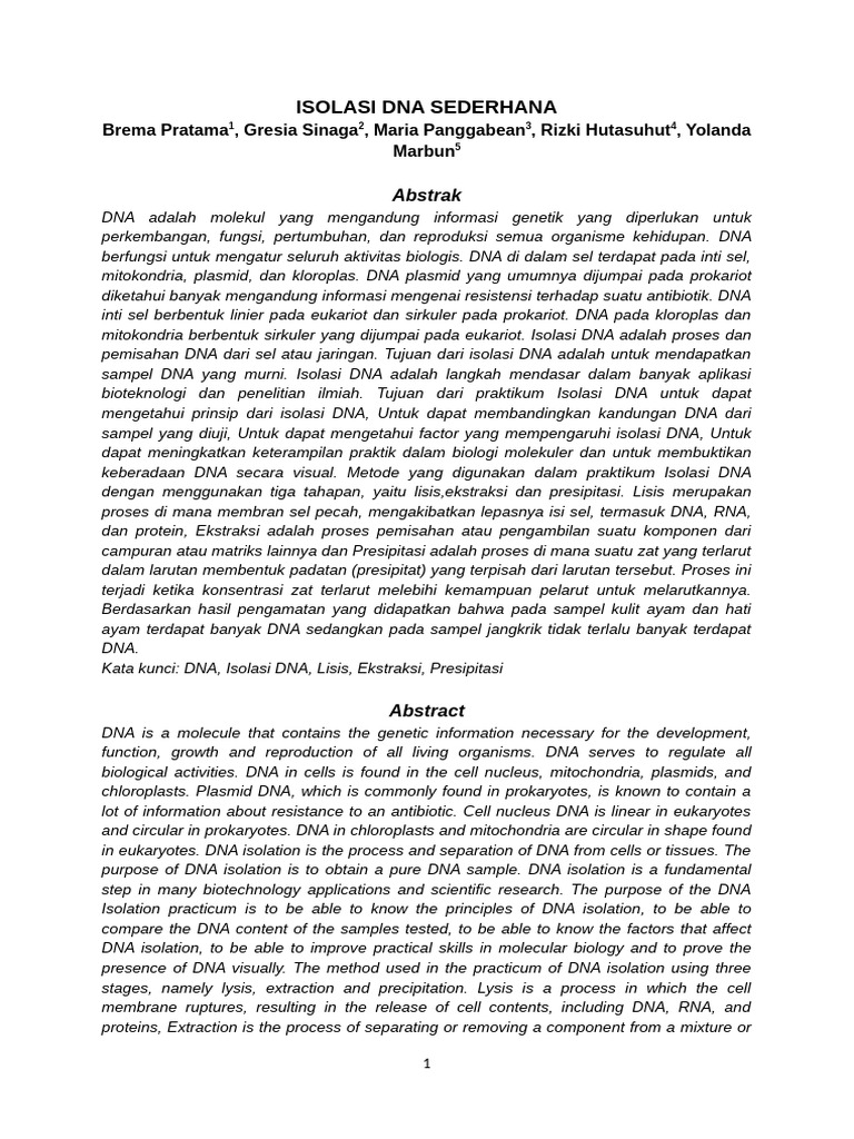 Praktikum Isolasi DNA Sederhana | PDF