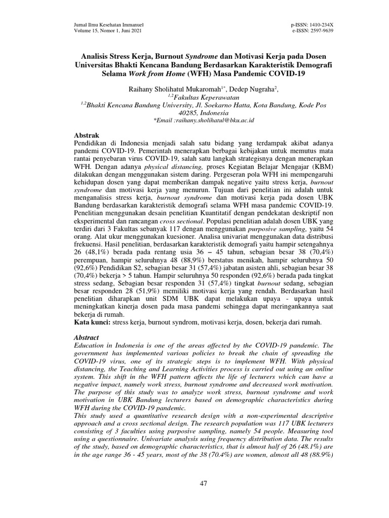 Analisis Stress Kerja Burnout Syndrome D | PDF